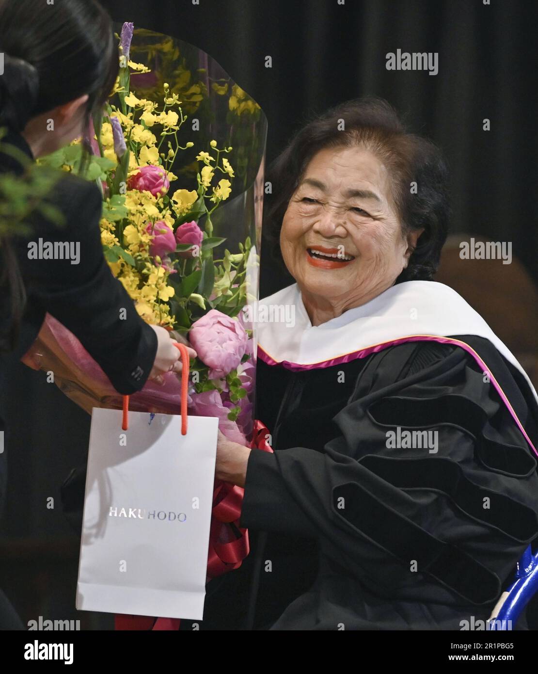 Atomic bomb survivor and peace advocate Setsuko Thurlow smiles after ...