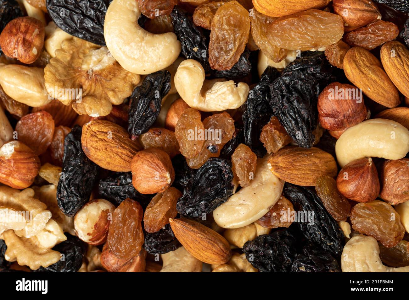 Mixed raw nuts. Special mixed nuts closeup food background. Top view ...