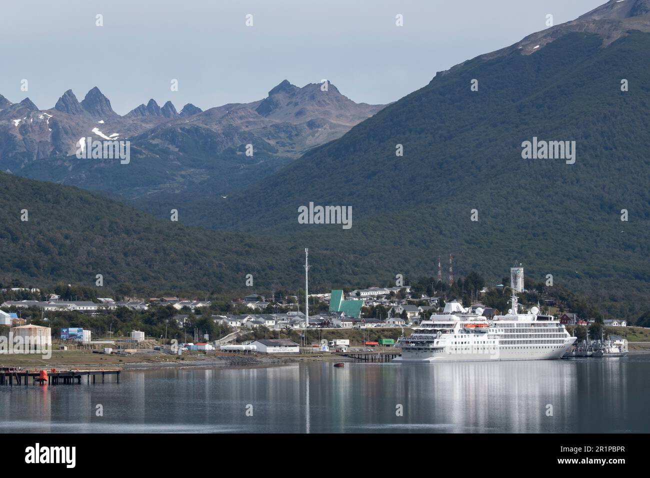 Argentina, Port Williams. Silversea's Silver Wind docked at Port ...