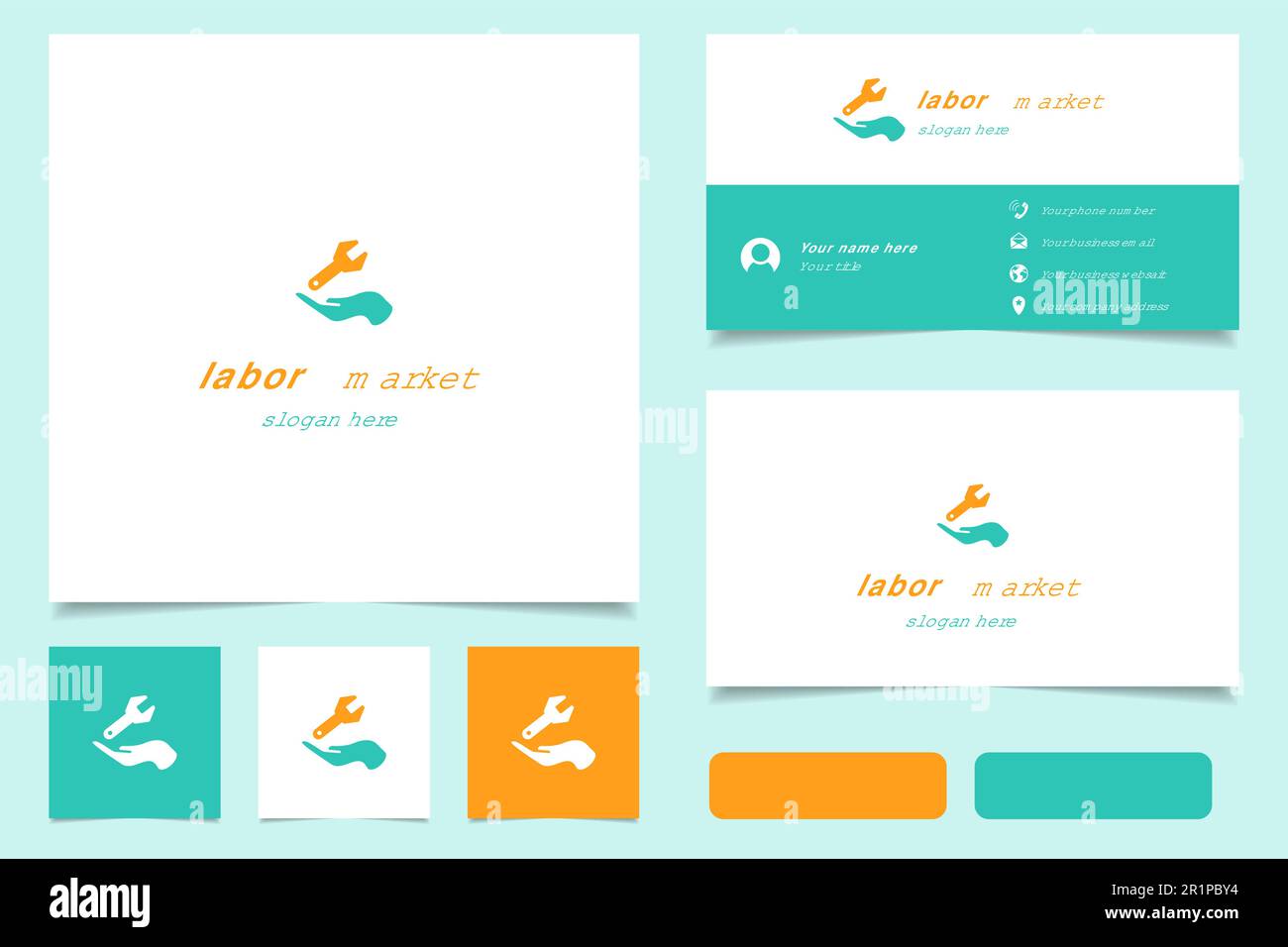 Labor market logo design with editable slogan. Branding book and ...