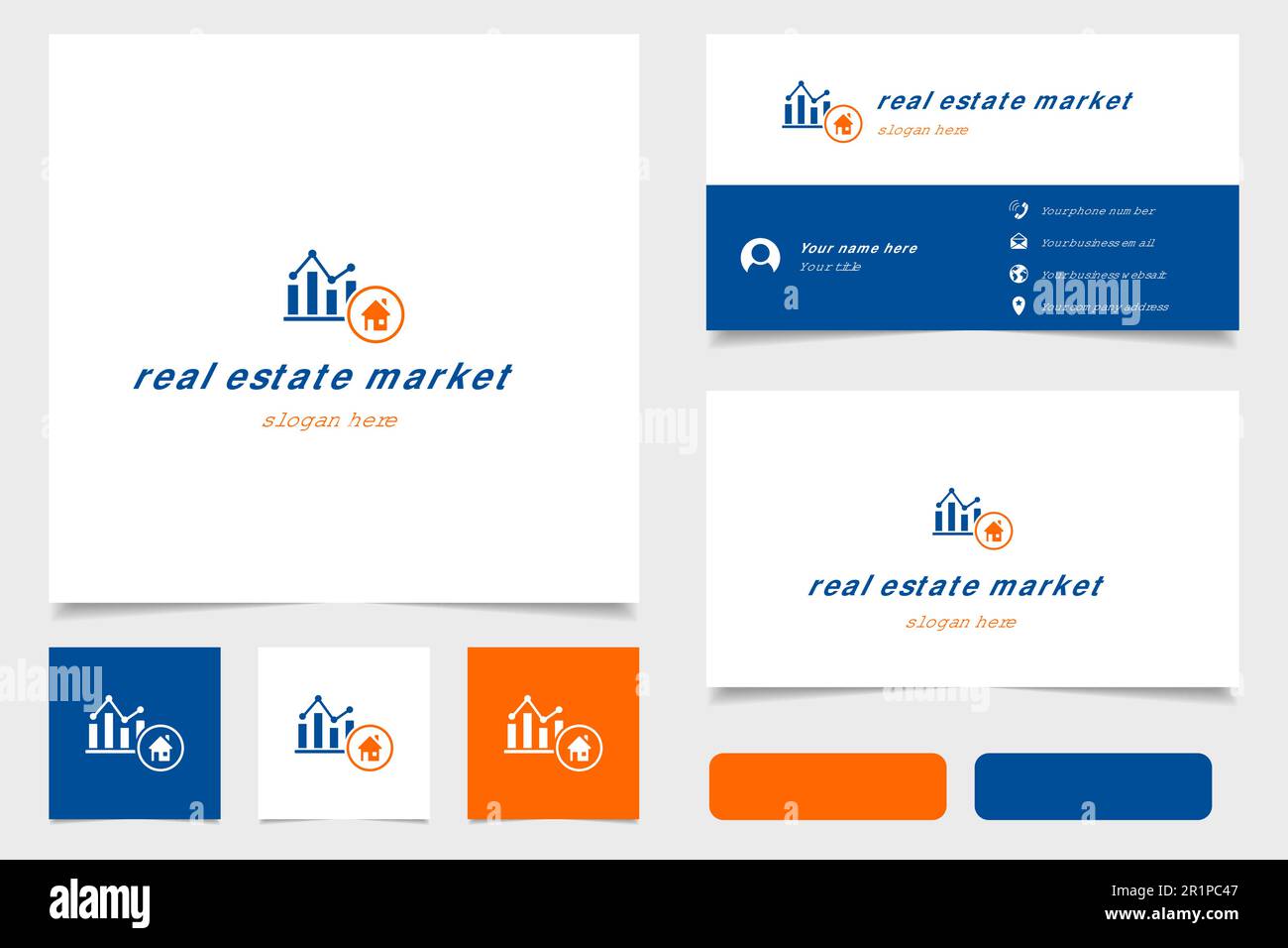 Real estate market logo design with editable slogan. Branding book and ...