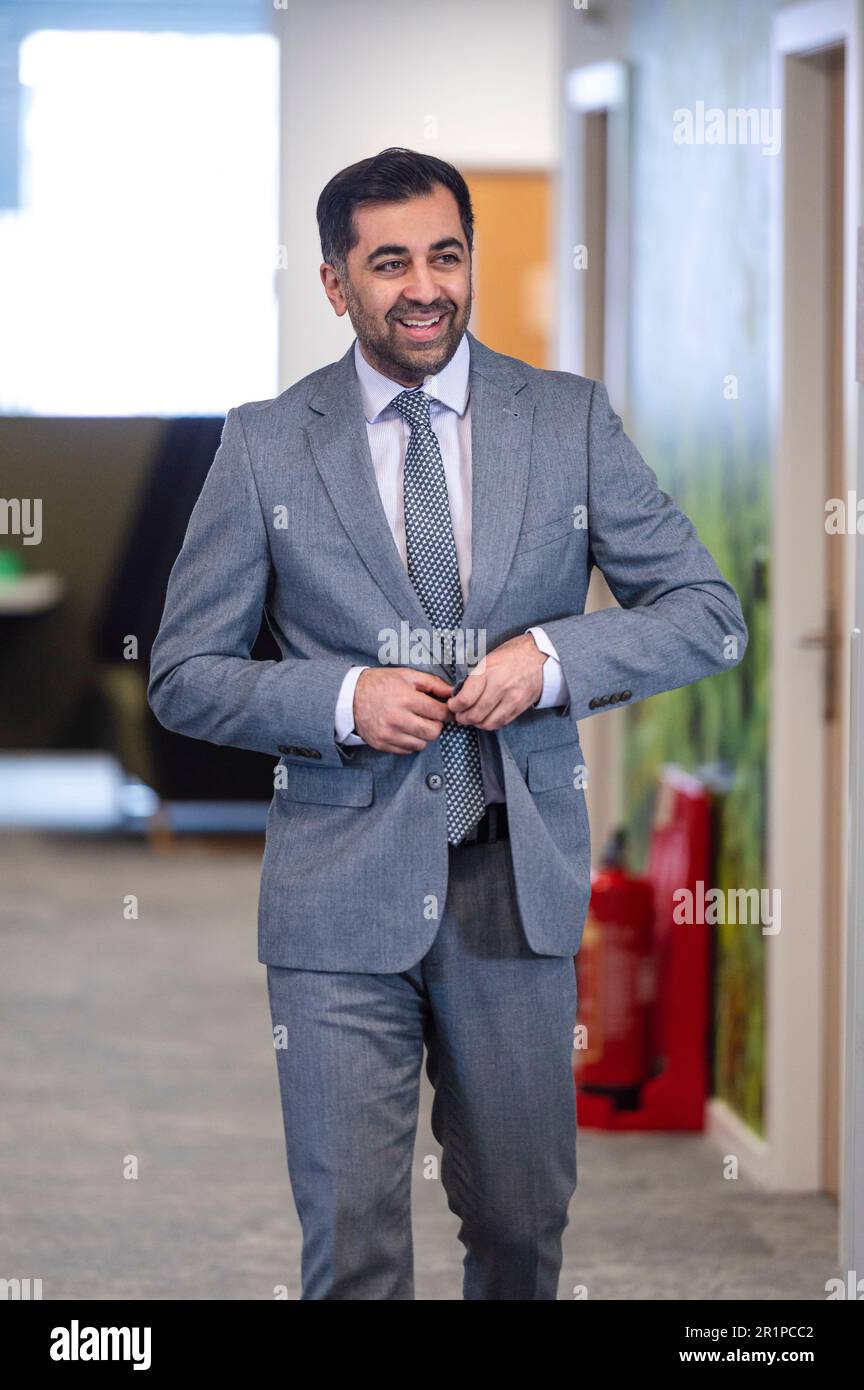 Scottish First Minister Humza Yousaf during his visit to NHS 24's ...