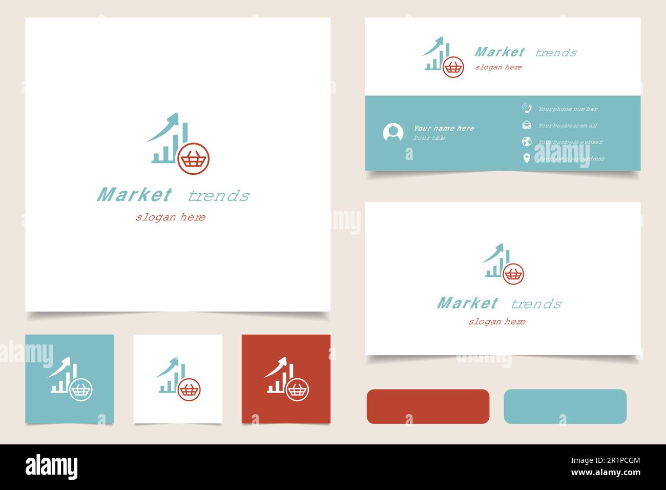 Market trends logo design with editable slogan. Branding book and ...