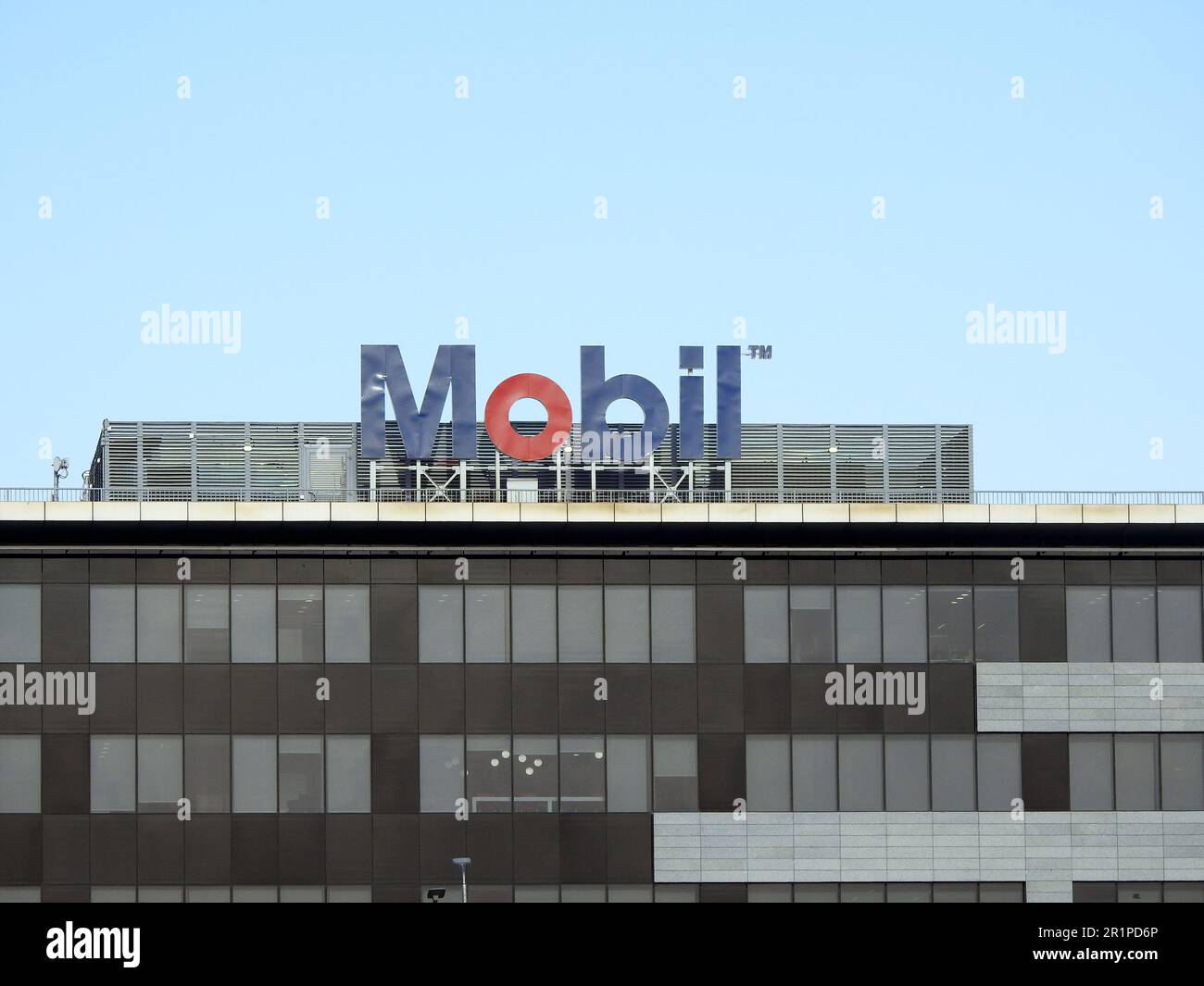 Cairo, Egypt, May 4 2023: Mobil Egypt, a petroleum brand owned and ...