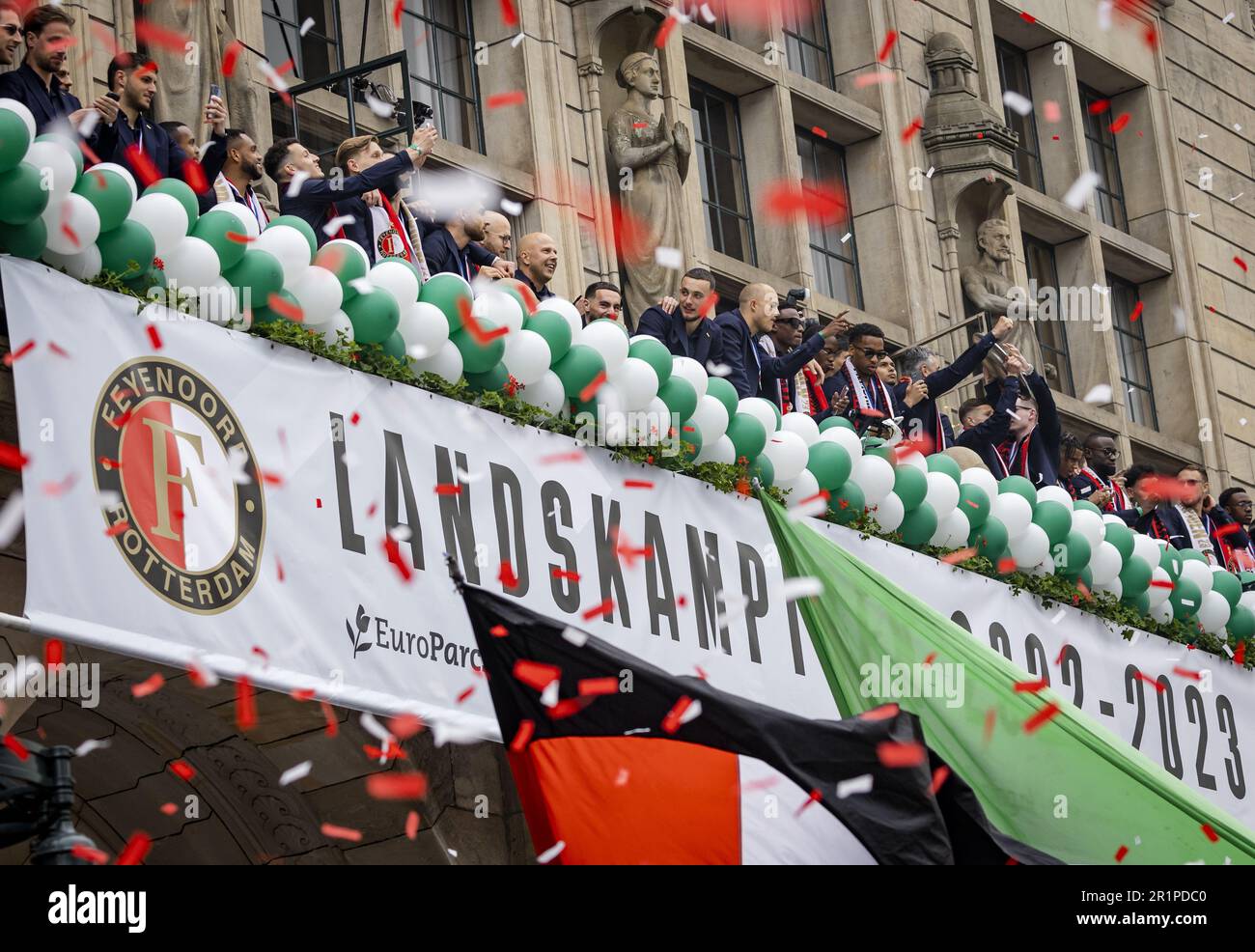 ROTTERDAM - Feyenoord players on the balcony of the town hall during ...