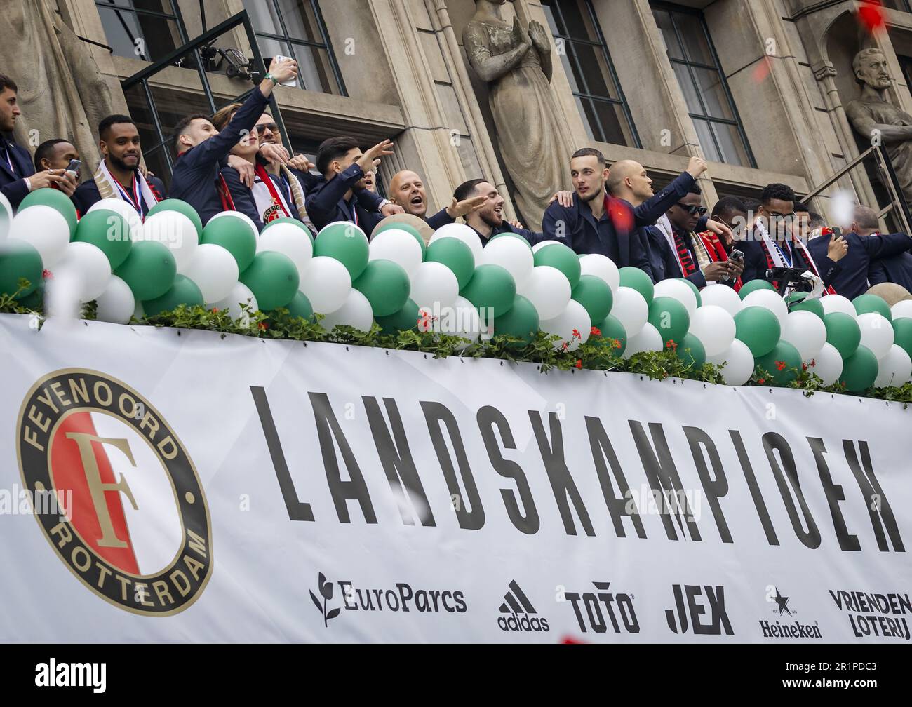 ROTTERDAM - Feyenoord players on the balcony of the town hall during ...