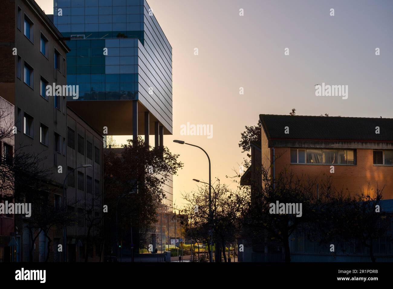 modern office buildings and old warehouses in an industrial area Stock ...