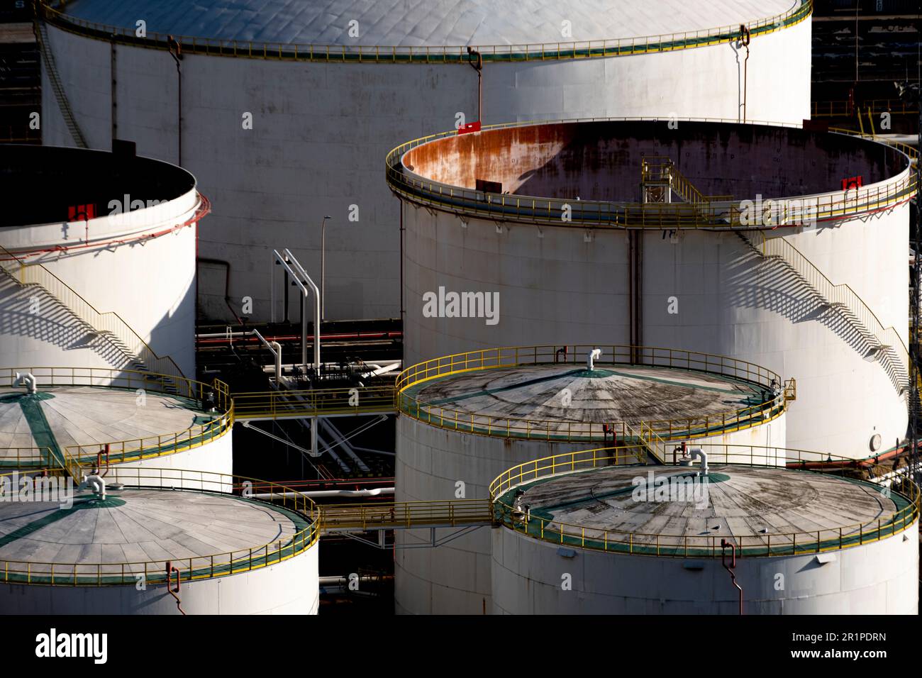 aerial view of industrial liquid tanks Stock Photo - Alamy