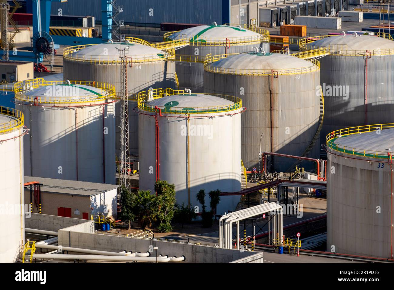 aerial view of industrial liquid tanks Stock Photo - Alamy