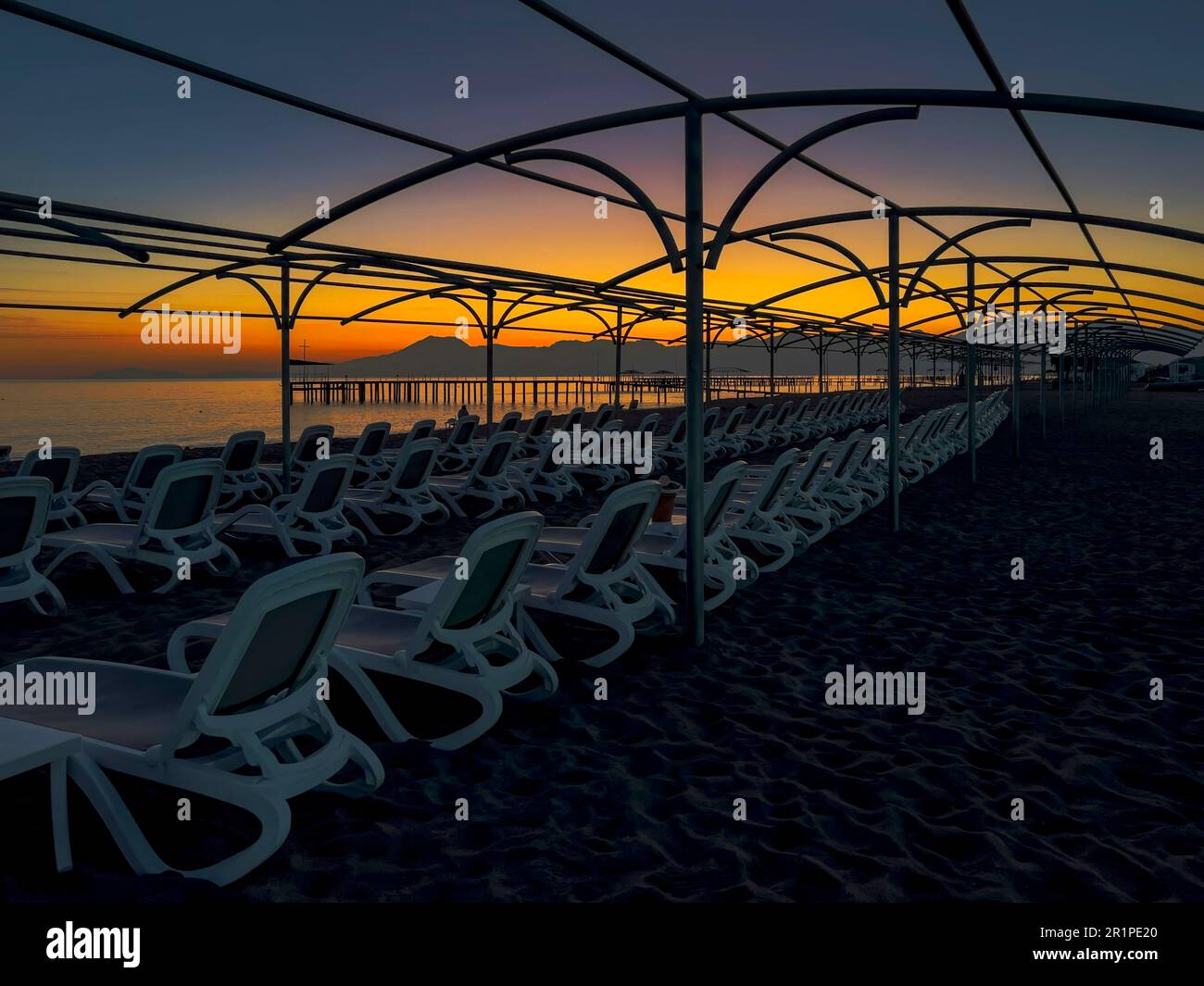 Sunset at Lara Beach, Lara, Antalya, Turkey Stock Photo - Alamy