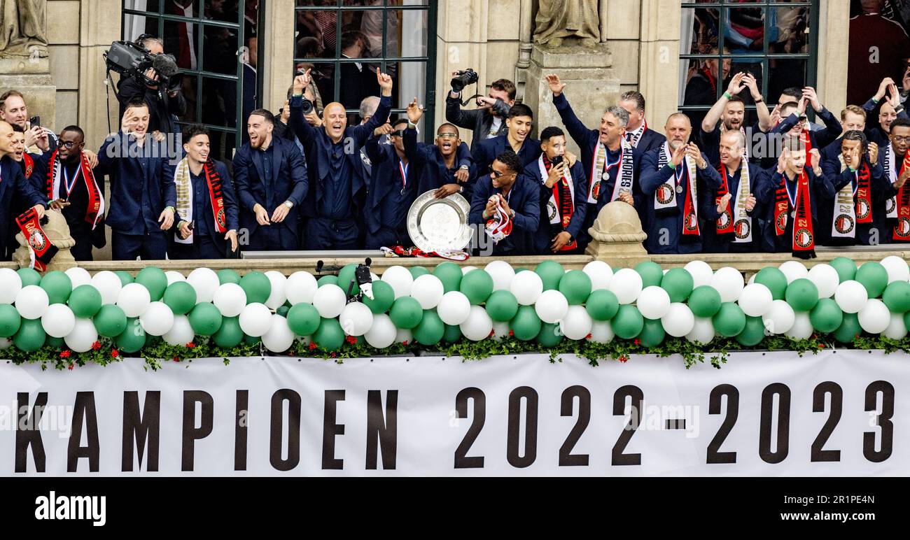 ROTTERDAM - Feyenoord players on the balcony of the town hall during ...
