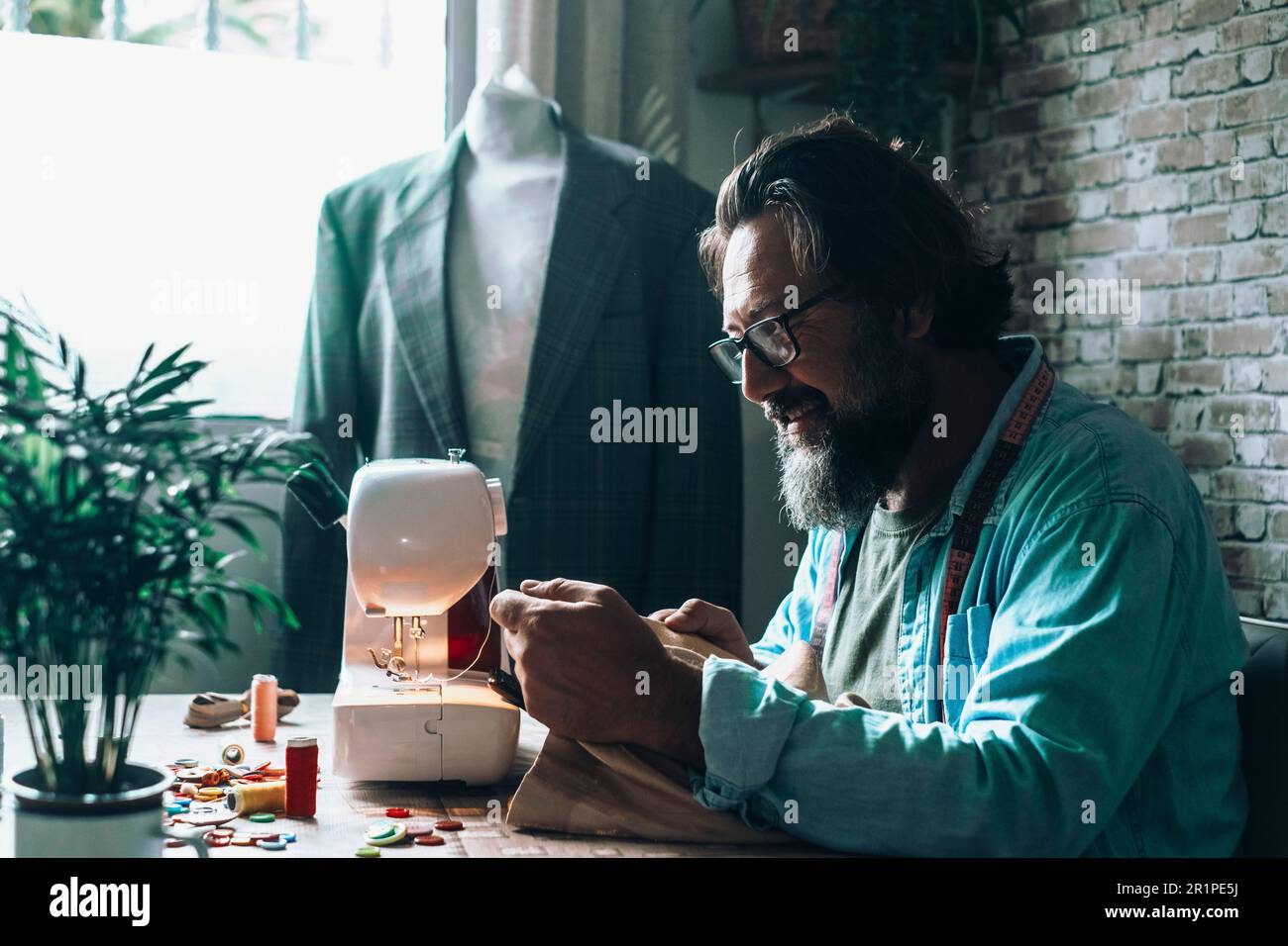 Tailor, Designer, Workplace, Sewing machine, sew, portrait, sideways ...