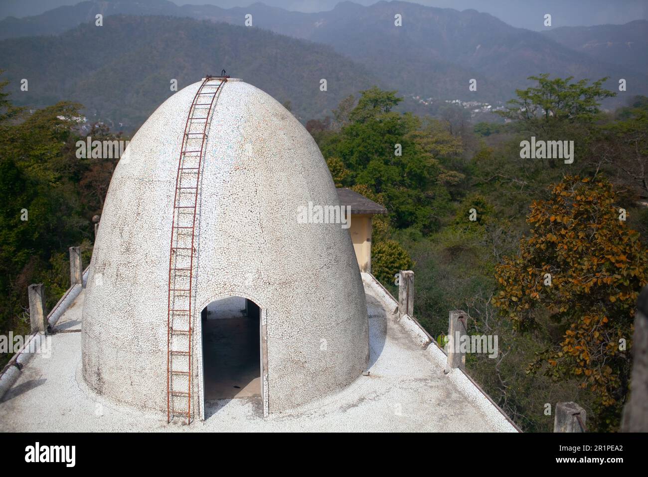 Rishikesh, India, November 2015. Ruins of Chaurasi Kutia, better known ...