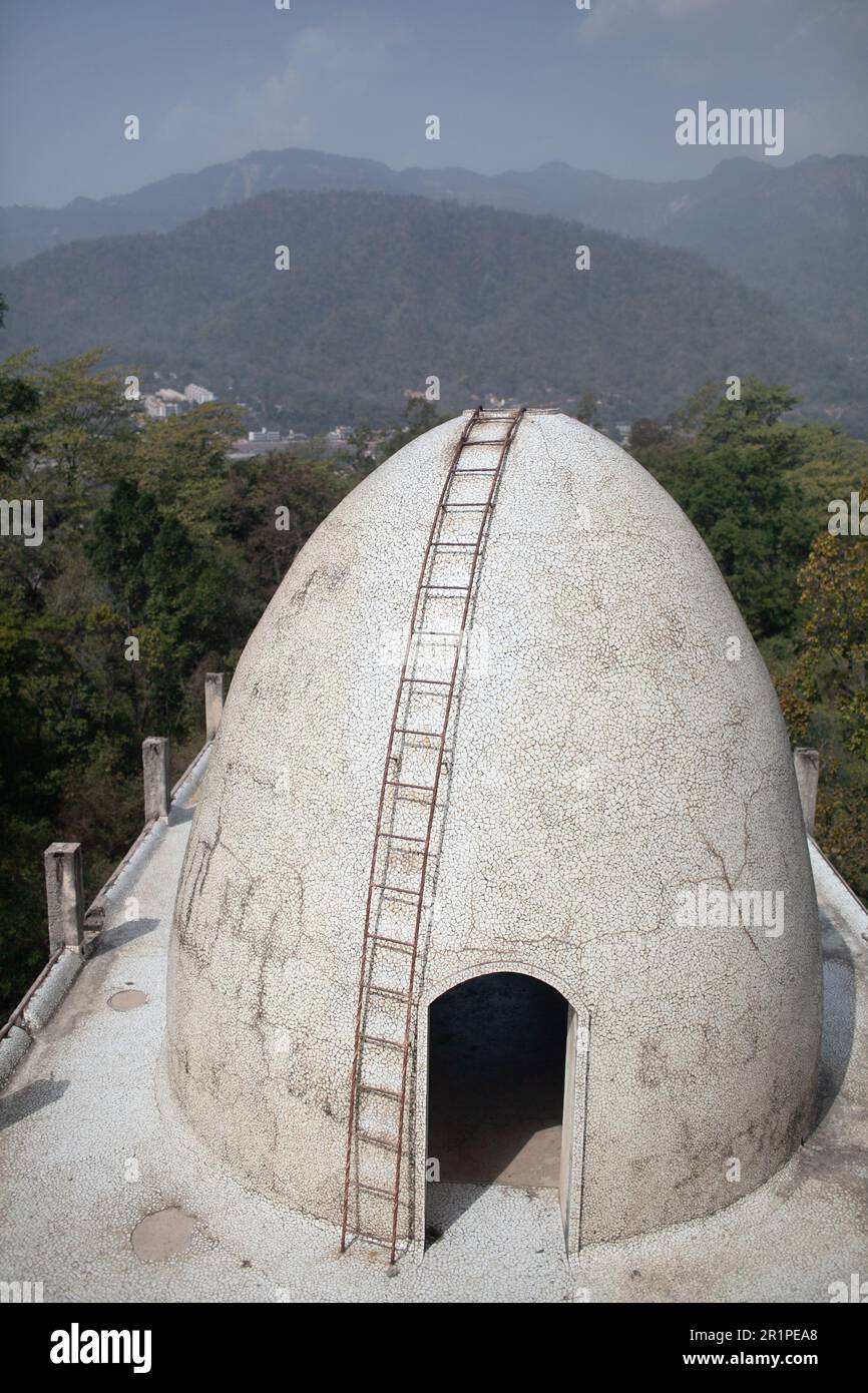 Rishikesh, India, November 2015. Ruins of Chaurasi Kutia, better known ...