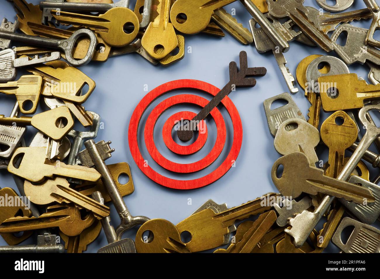 Target and keys around. Success and problem solving concept Stock Photo ...