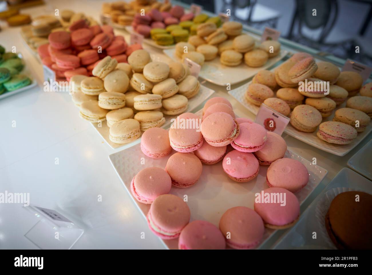 France, Brittany, St-Malo, pastry shop, macarons on display Stock Photo ...