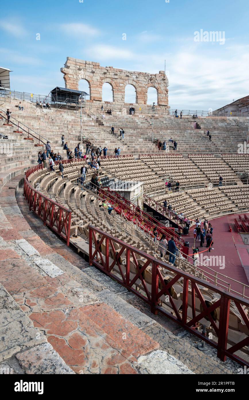 Inside the famous ancient roman Arena in Verona, Italy Stock Photo - Alamy