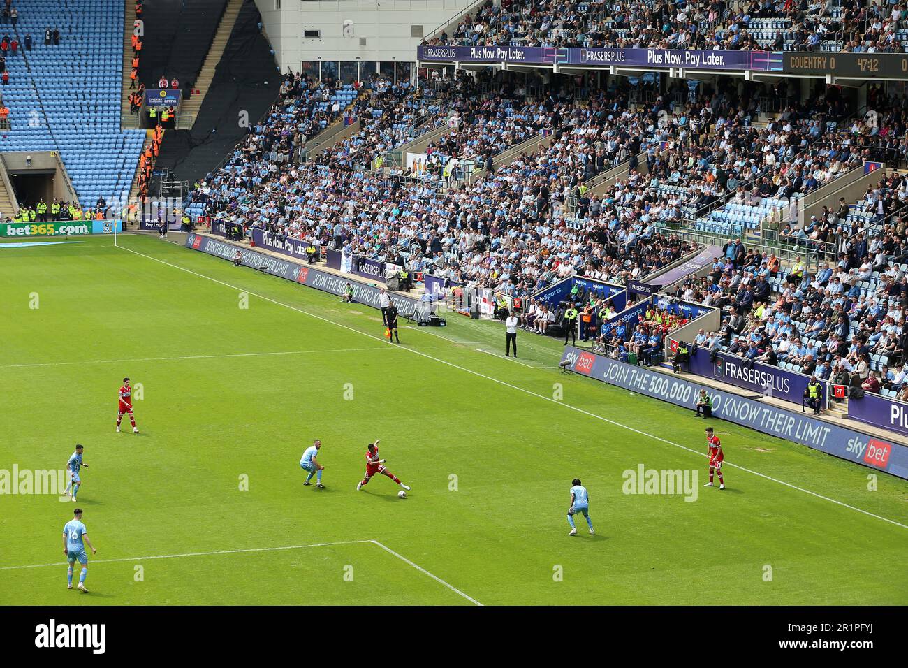 A view of the stands full of Coventry City fans watching the game ...
