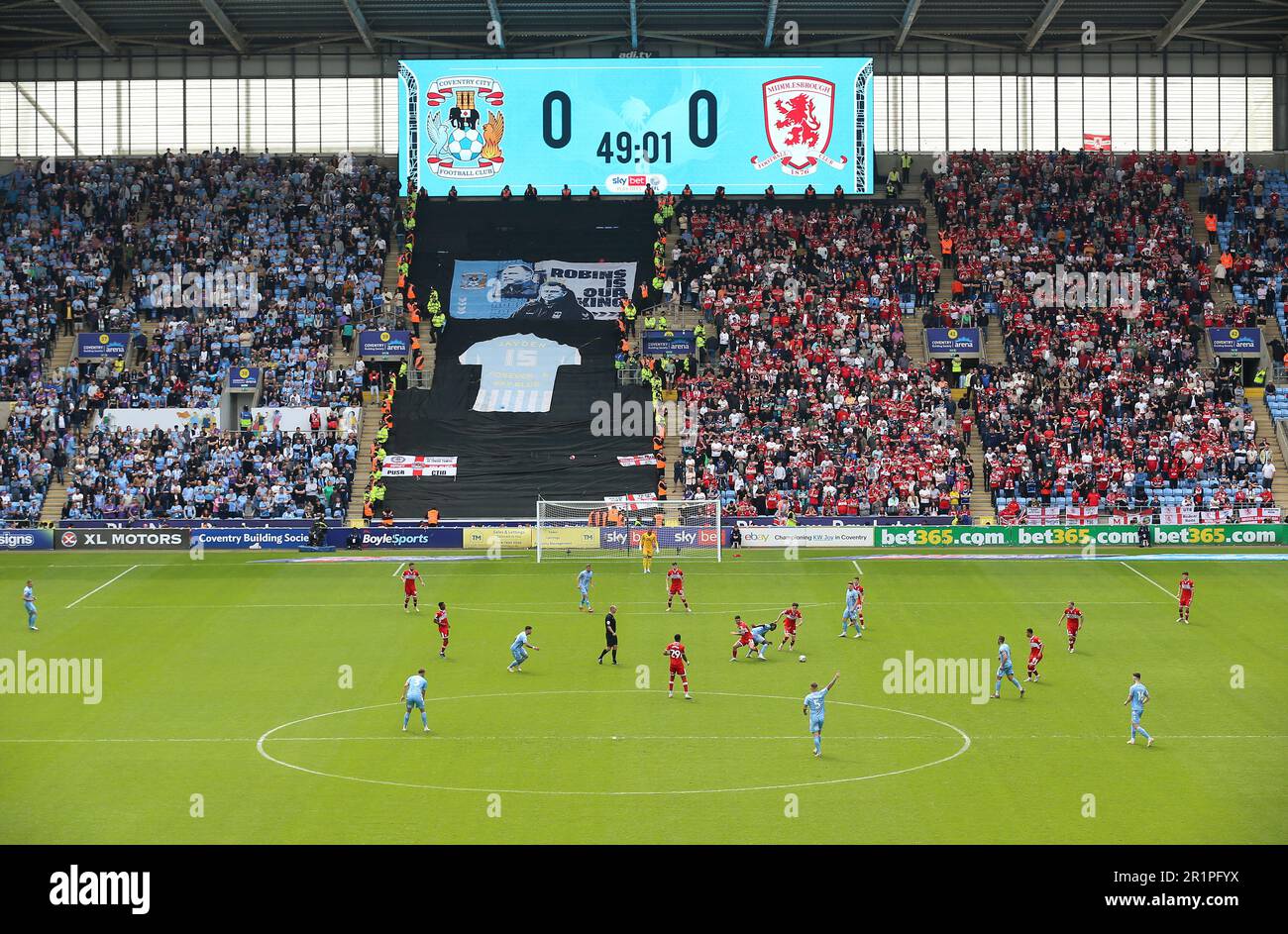 A view of the stands full of Coventry City fans watching the game ...