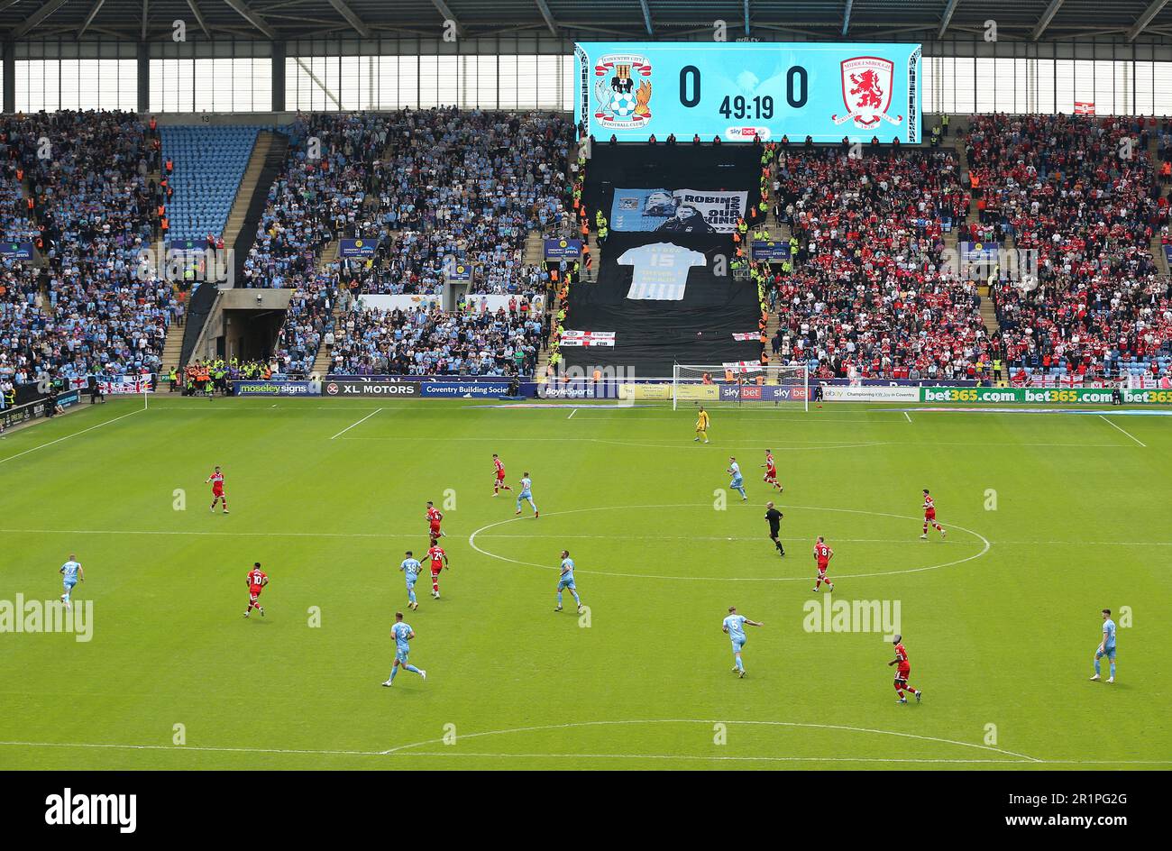A view of the stands full of Coventry City fans watching the game ...