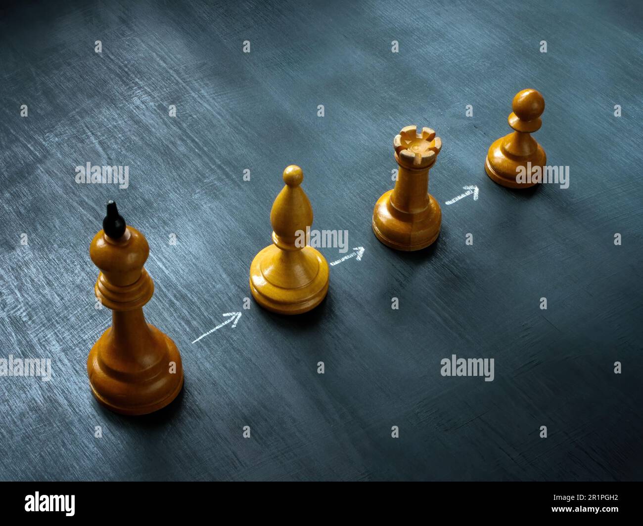 Line of chess pieces and arrows as a concept of succession planning ...