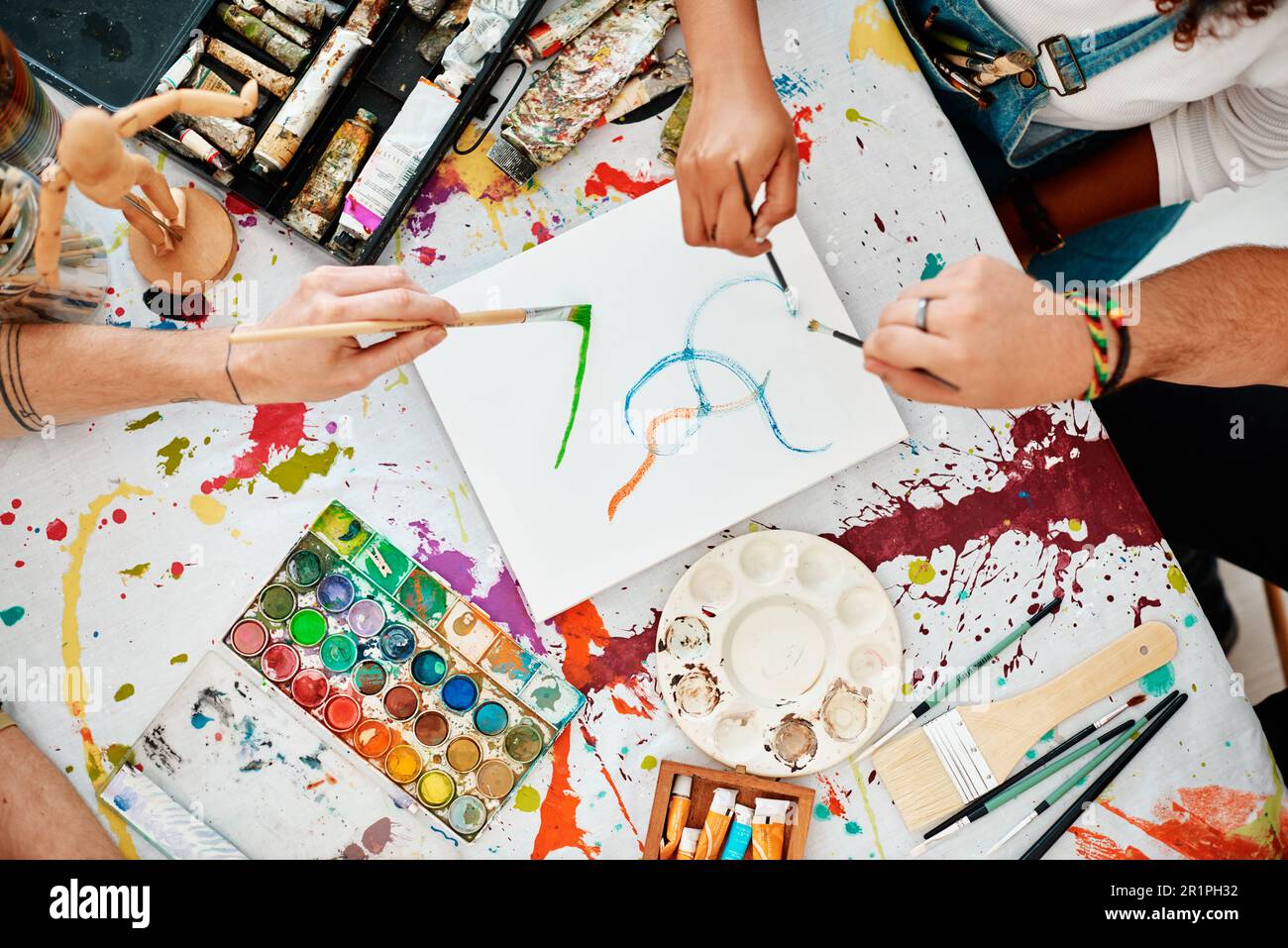Art has no method. High angle shot of an unrecognizable group of ...