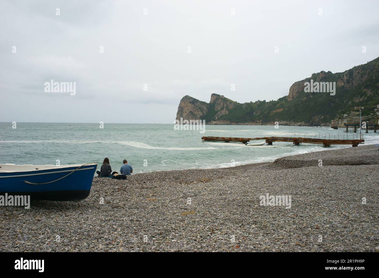 The beach of The small village of Nerano on the Sorrento coast in the ...