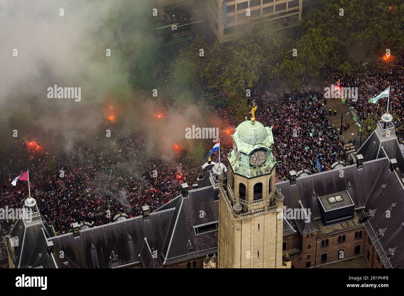 Rotterdam, Netherlands. May 15, 2023. - Aerial photo of fans on the ...