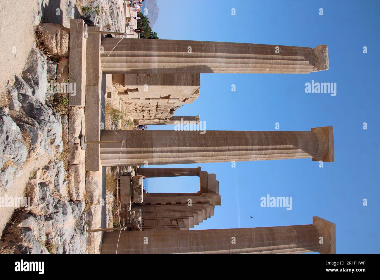 Greece, Dodecanese, Rhodes Island, coast, Lindos, castle mountain ...