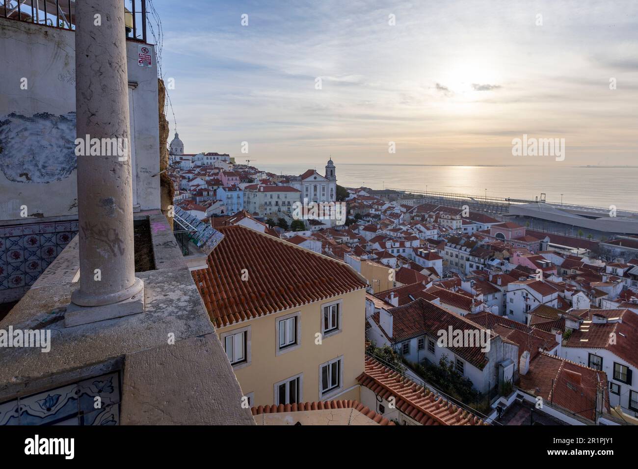 Miradouro de Santa Luzia, an observation deck with a pergola offering ...