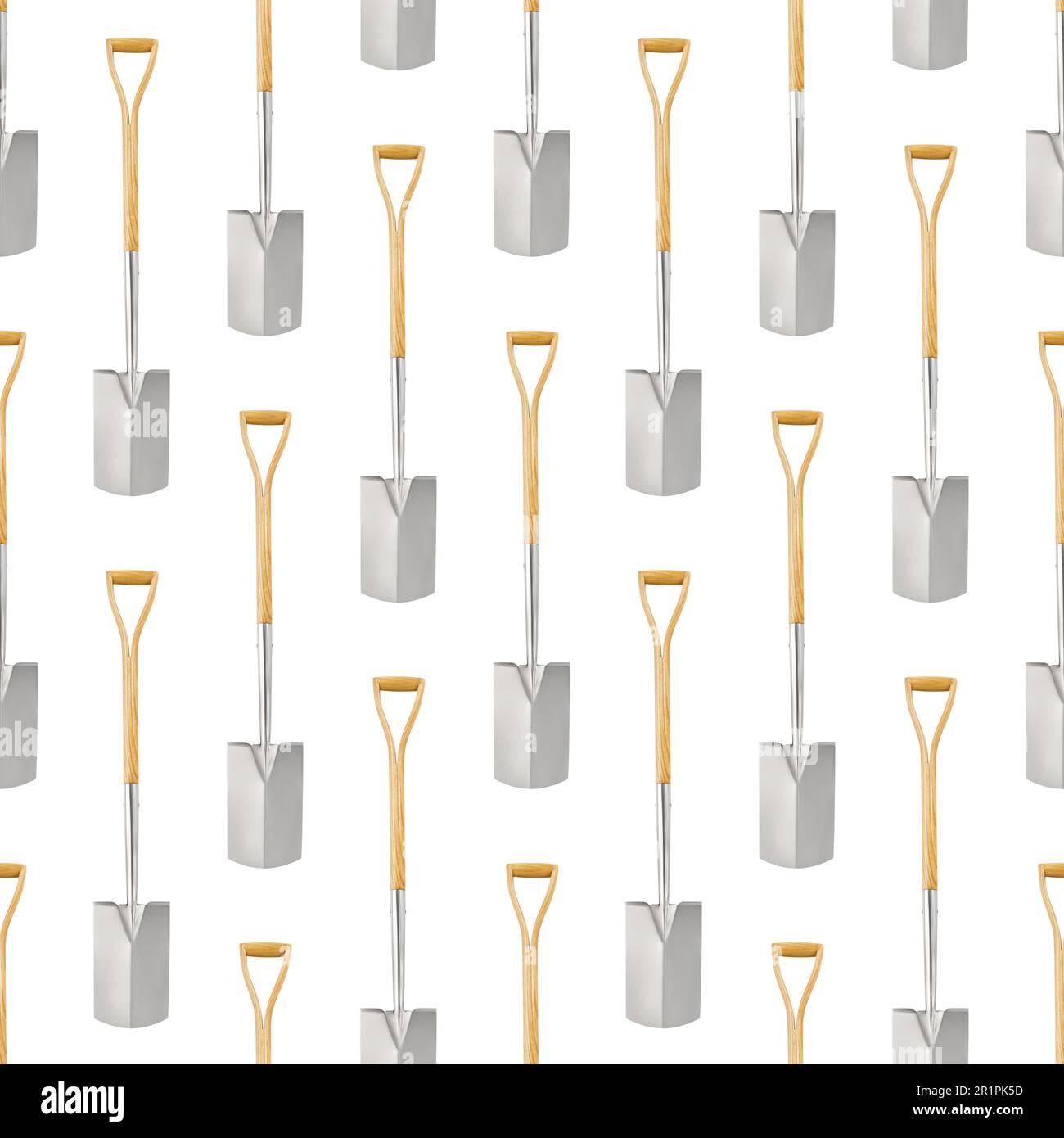 Seamless pattern with gardening tool and garden equipment, spade with ...