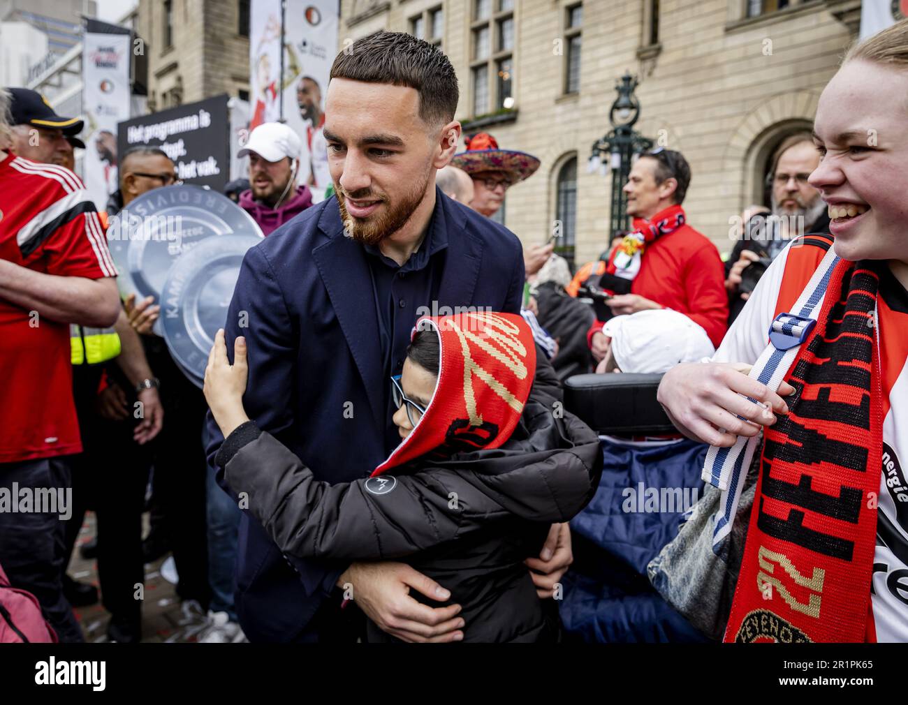 ROTTERDAM - Orkun Kokcu meets Feyenoord supporters after the ceremony ...