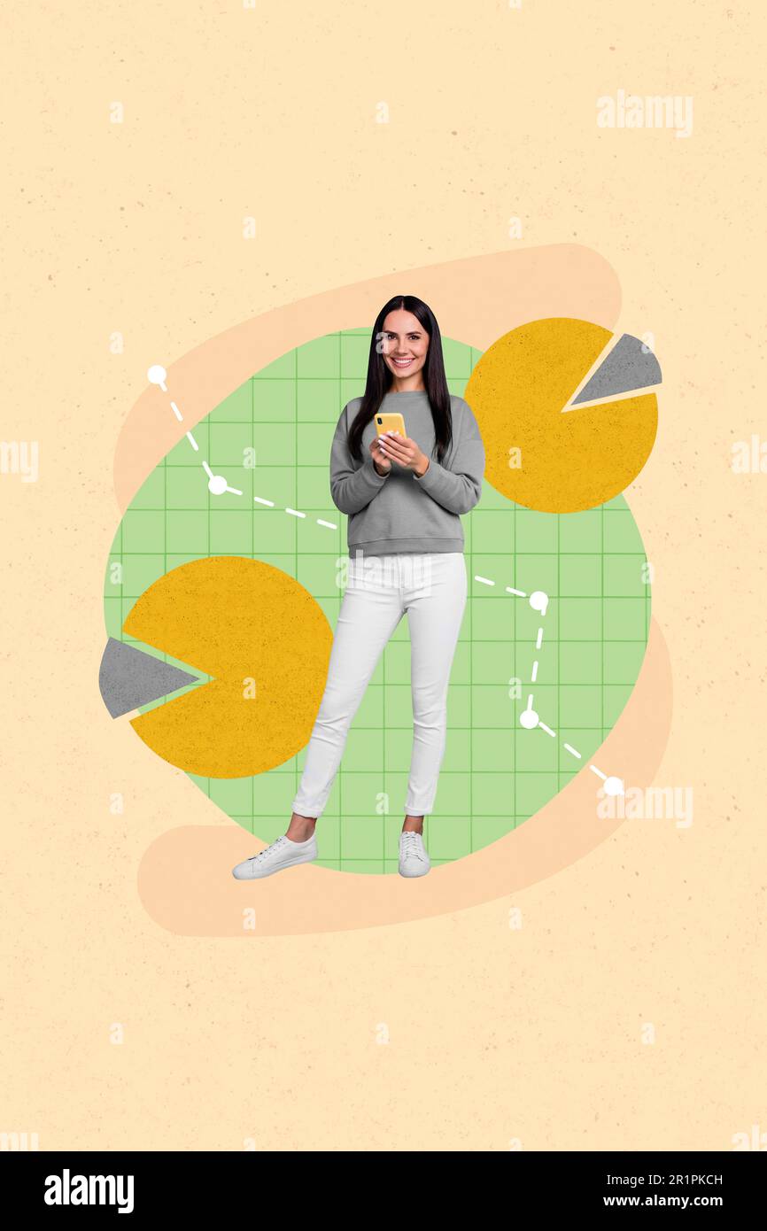 Creative designed 3d collage of young satisfied marketing company owner ...