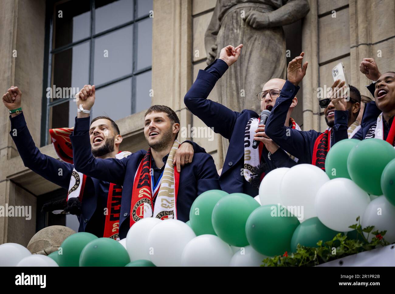 ROTTERDAM - Santiago Gimenez and Gernot Trauner on the balcony of the ...