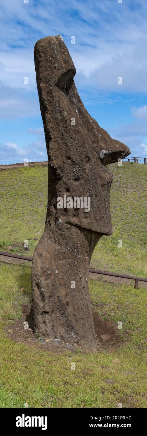 Chile, Easter Island aka Rapa Nui. Traditional stone moai at Rano a ...