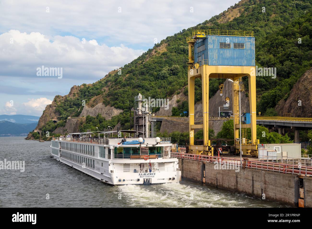 The locks at Iron Gate Gorge on the Danube between Serbia and Romania ...