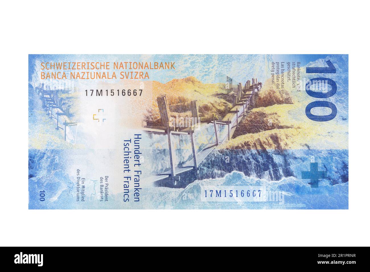 One hundred swiss franc banknote on a white background Stock Photo - Alamy