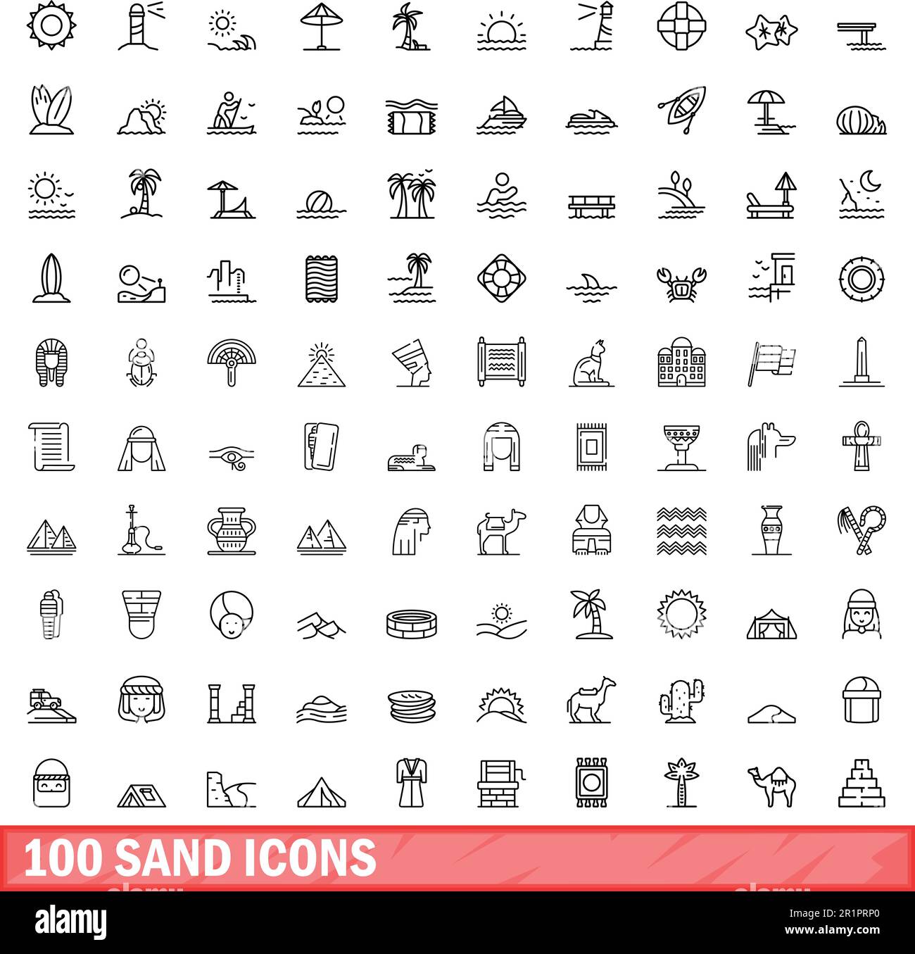 100 sand icons set. Outline illustration of 100 sand icons vector set ...