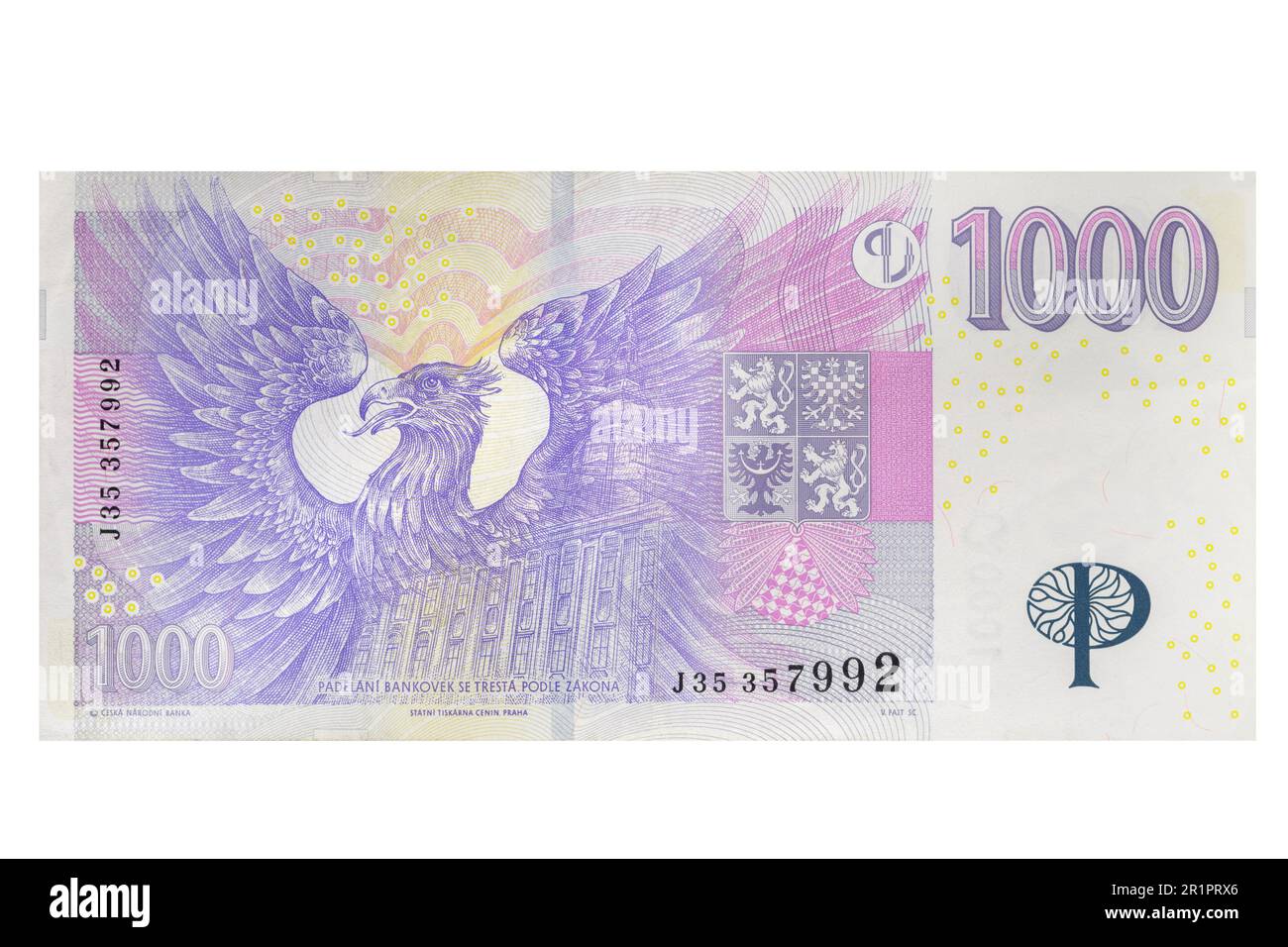 One thousand czech koruna banknote on a white background Stock Photo - Alamy