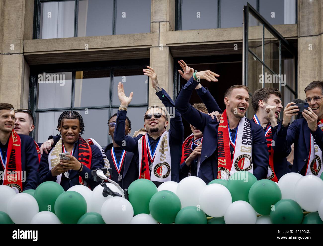 ROTTERDAM - Feyenoord players on the balcony of the town hall during ...