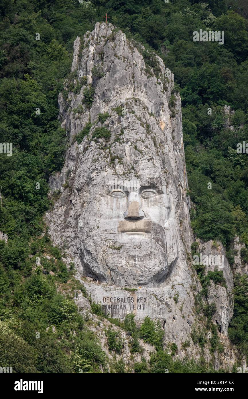 The 2004 Romanian hero Decebalus carved into the rock face at the Iron ...