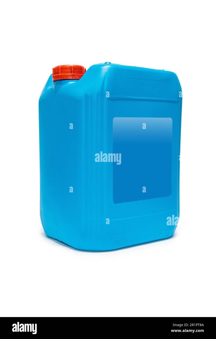 Plastic canister with compressor oil on a white background. High ...