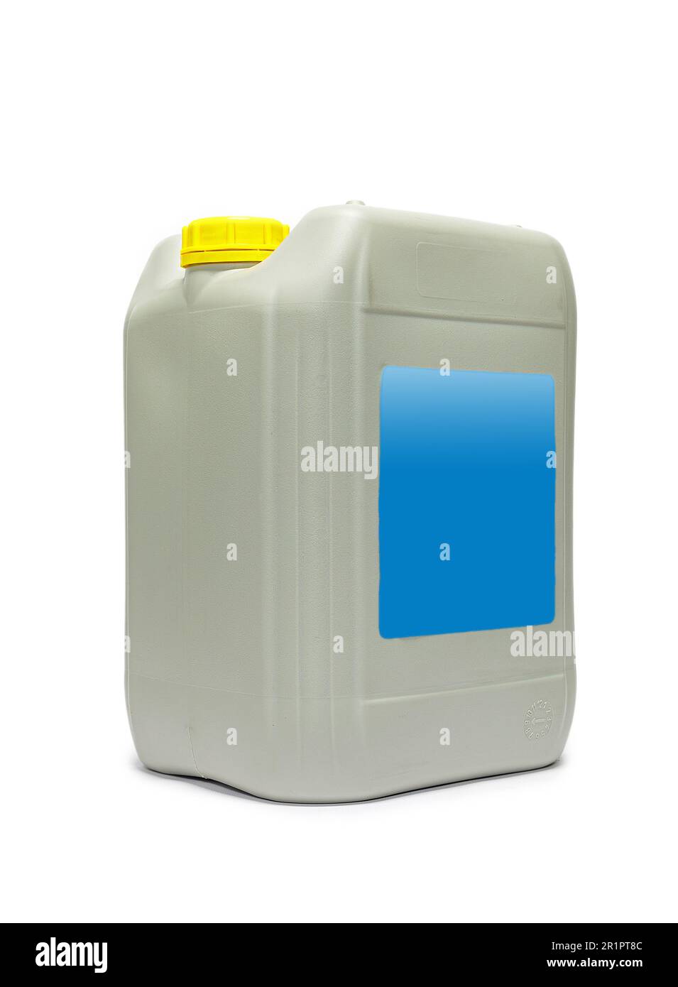 Plastic canister with compressor oil on a white background. High ...
