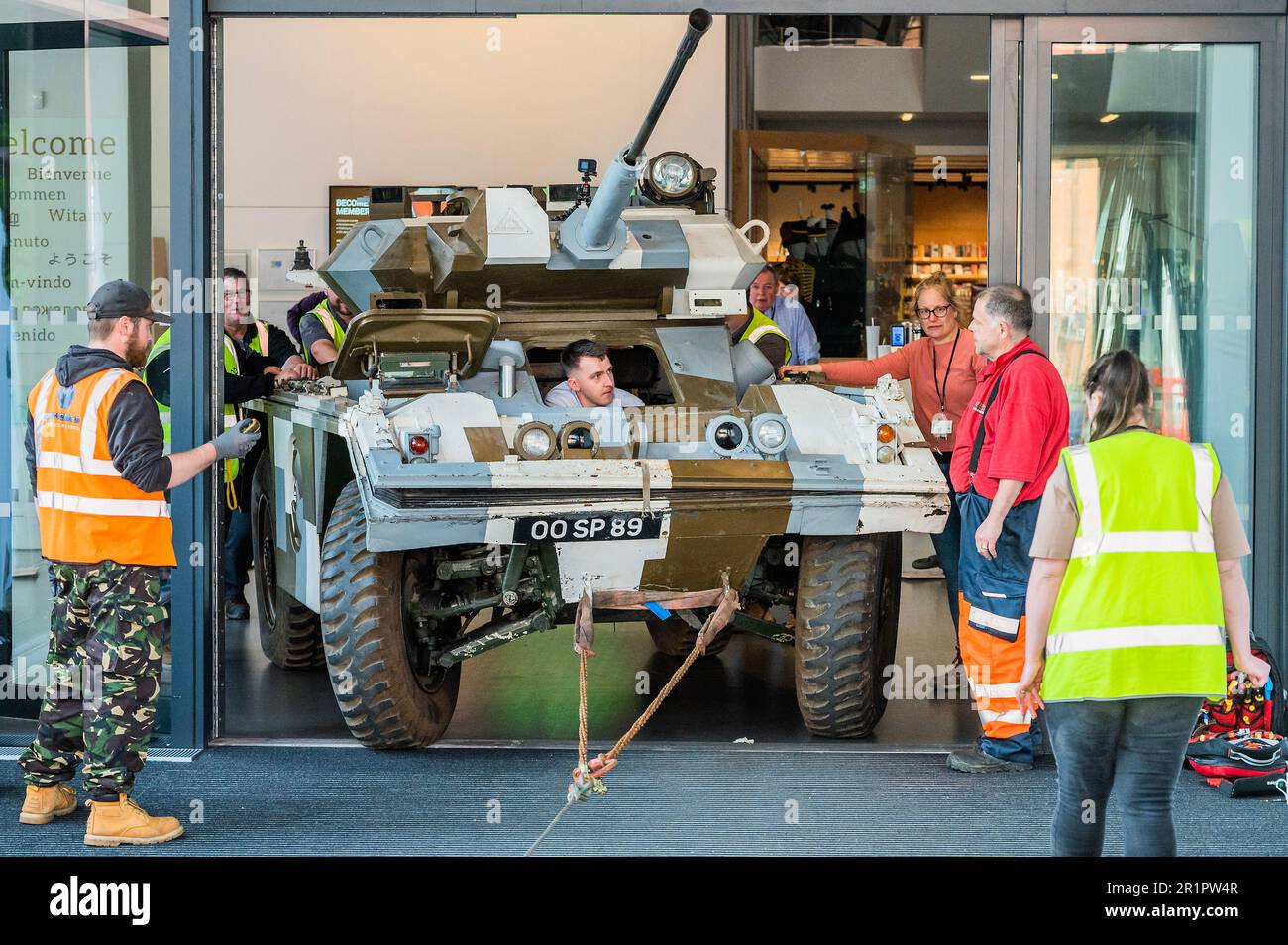 London, UK. 15th May, 2023. The Fox armoured car is removed to make ...
