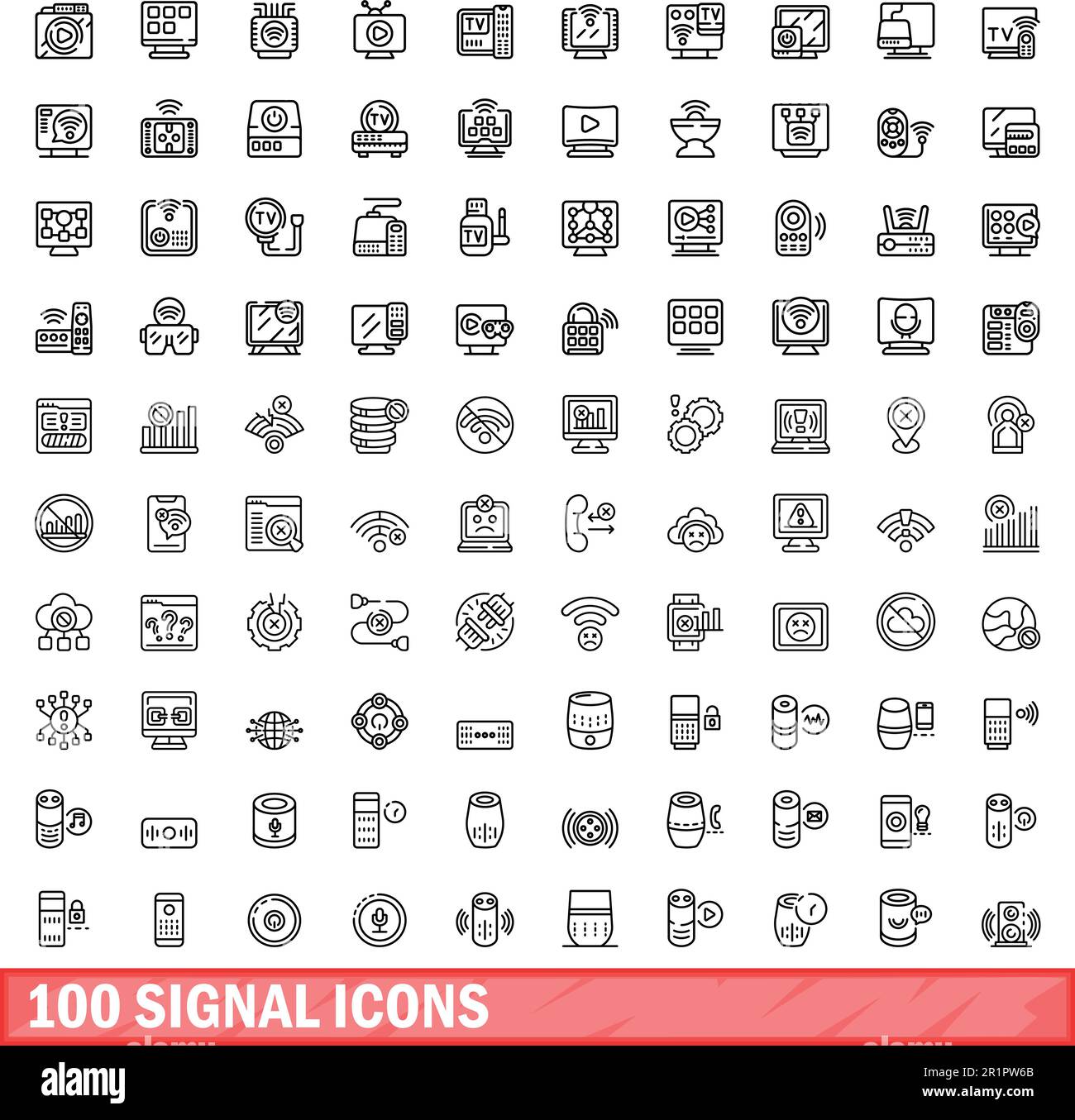 100 signal icons set. Outline illustration of 100 signal icons vector ... 100 signal icons set. Outline illustration of 100 signal icons vector ...