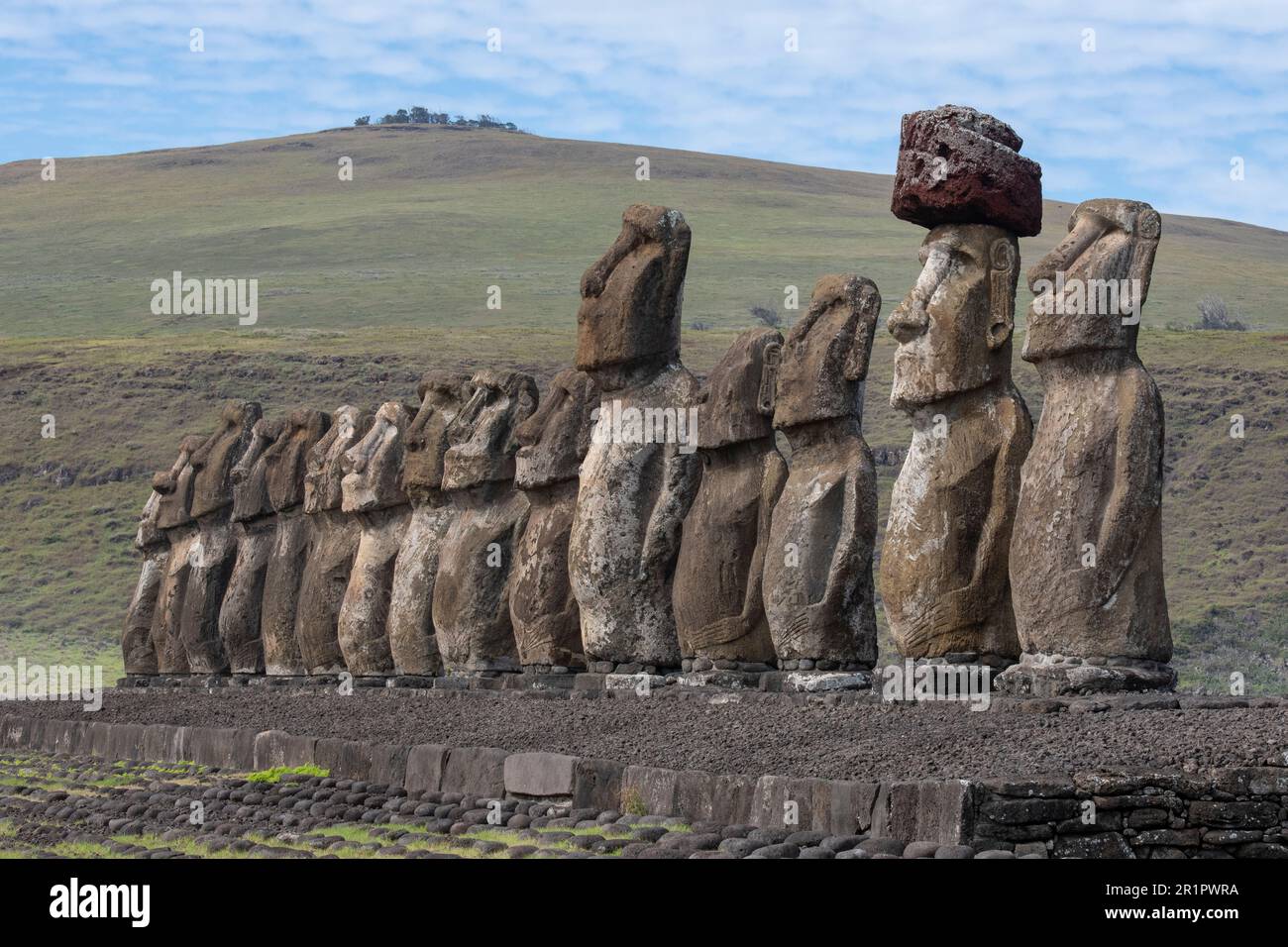 Chile, Easter Island aka Rapa Nui. Tongariki, with 15 traditional moai ...