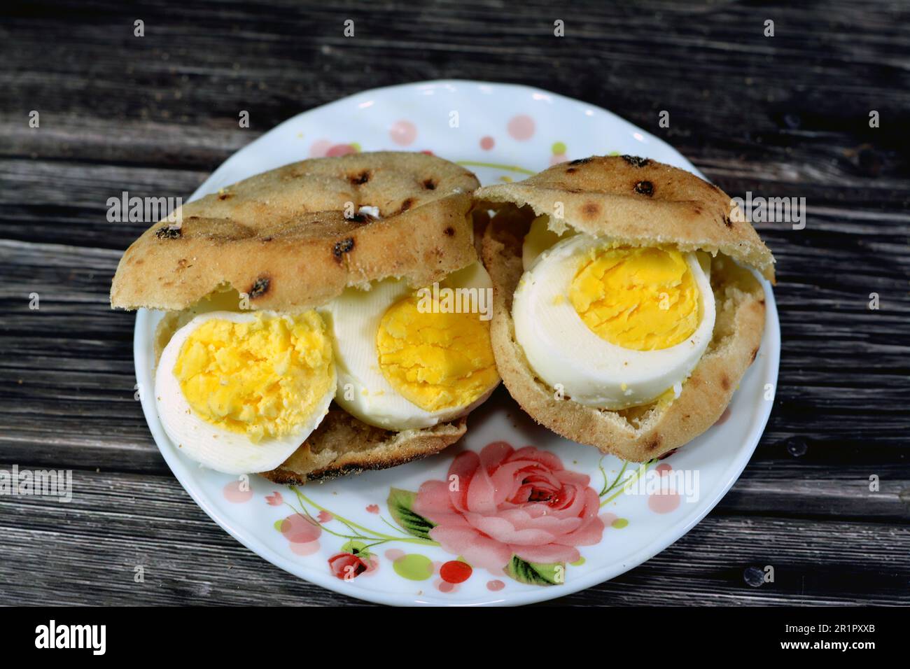 Mini traditional Egyptian flat bread with wheat bran and flour, small ...