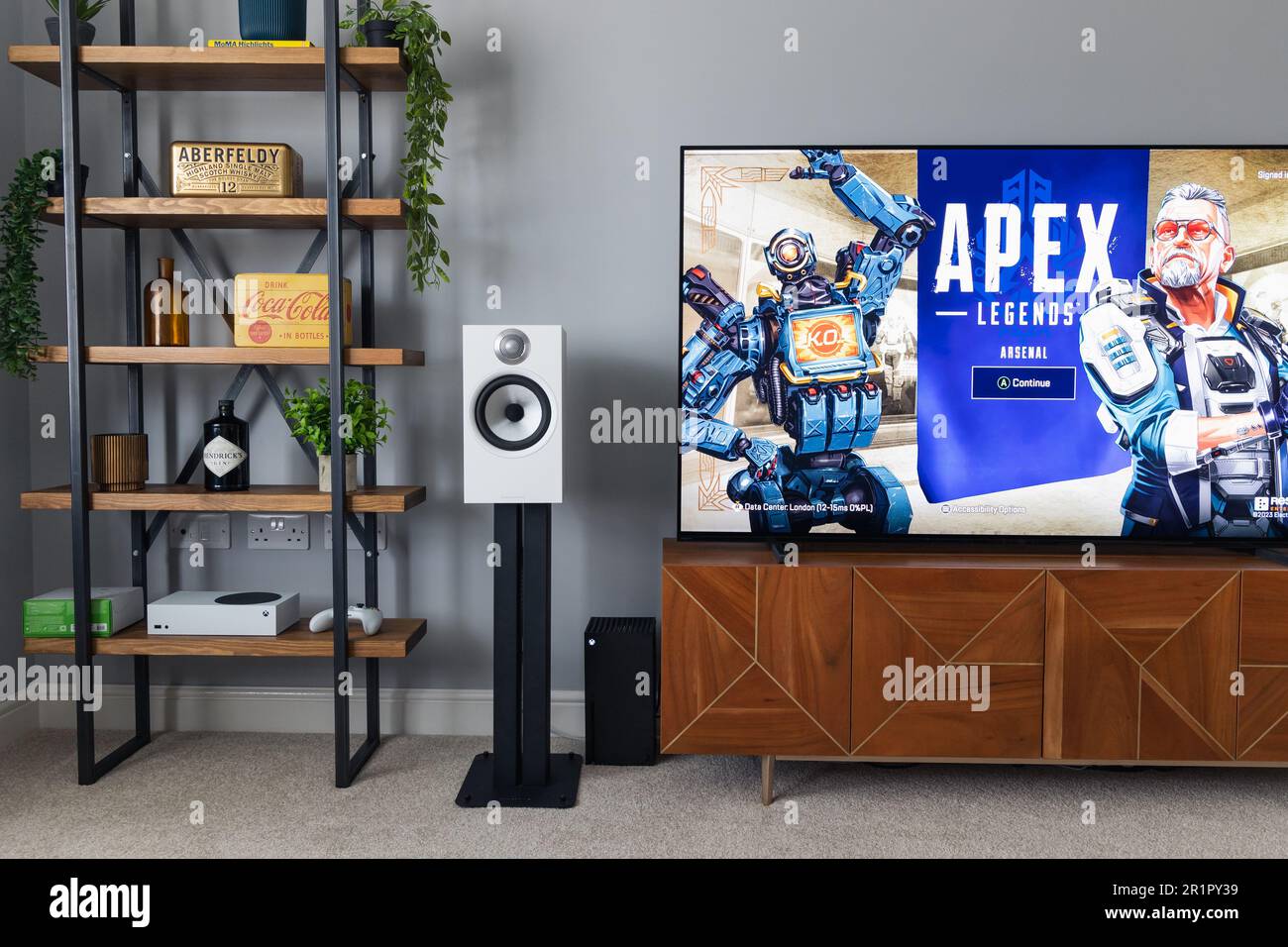 LONDON - MAY 12, 2023: Apex Legends video game on 4K OLED gaming TV in ...