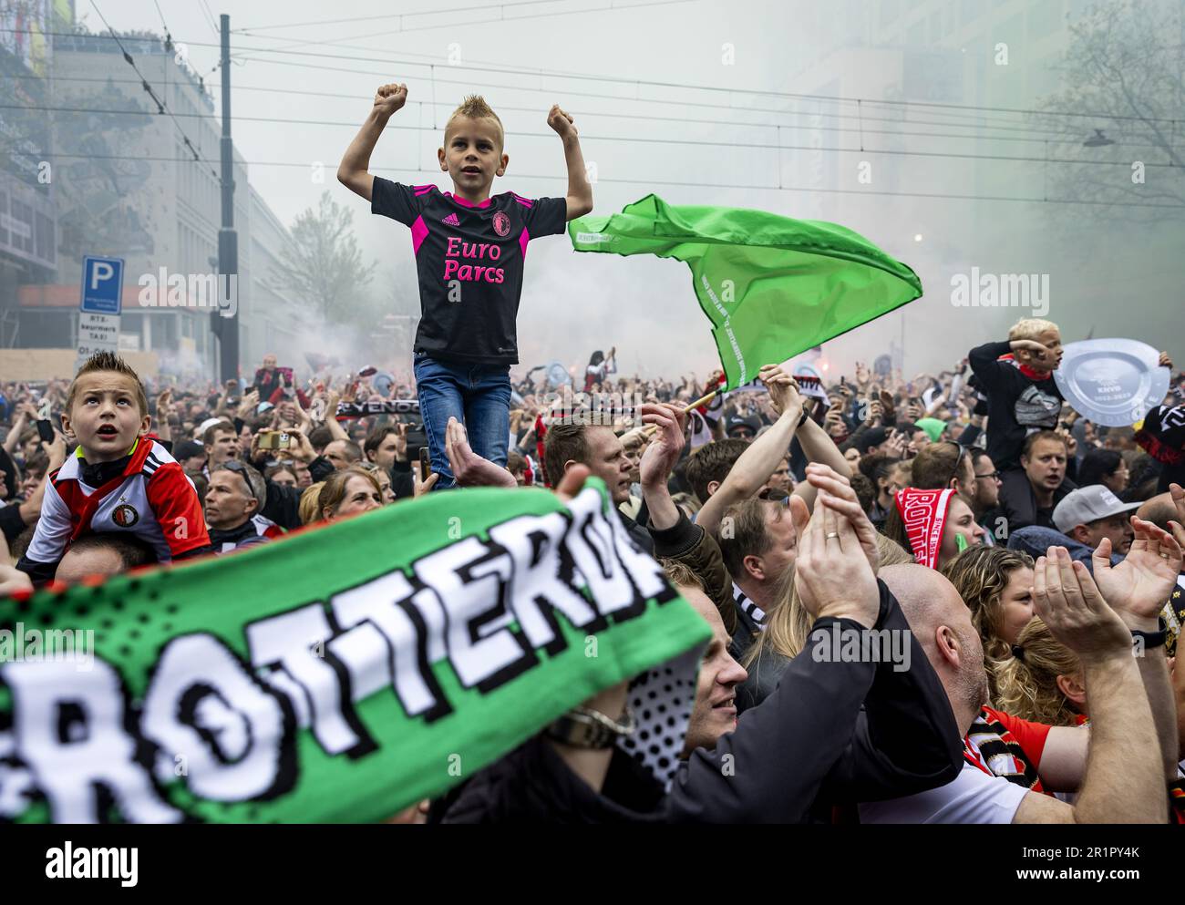 ROTTERDAM - Football fans on the Coolsingel during the ceremony of ...
