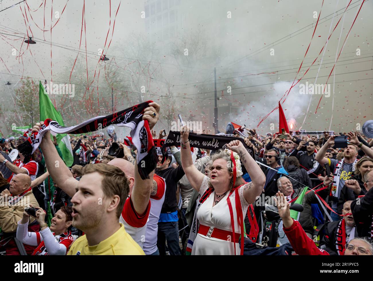 ROTTERDAM - Football fans on the Coolsingel during the ceremony of ...